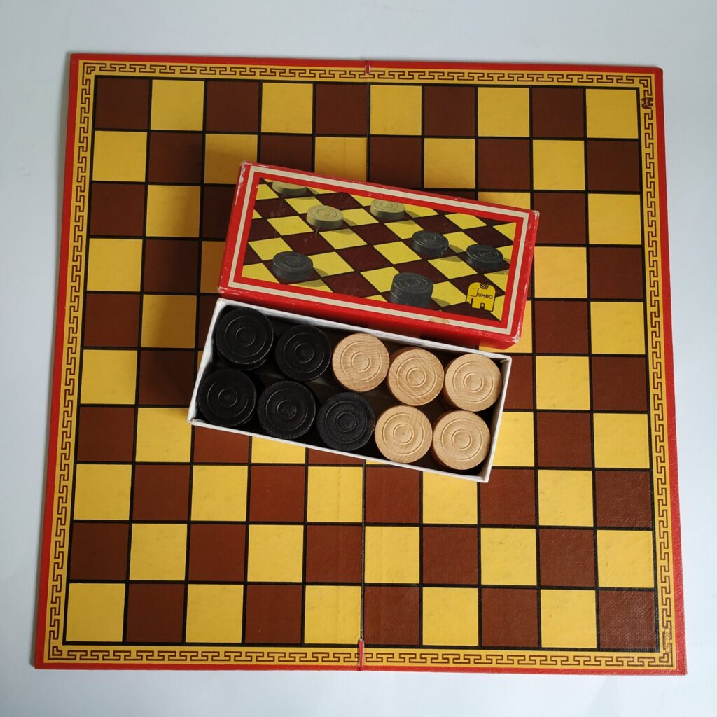 Vintage Dambord en (Houten) Damschijven Jumbo - Queens Vintage